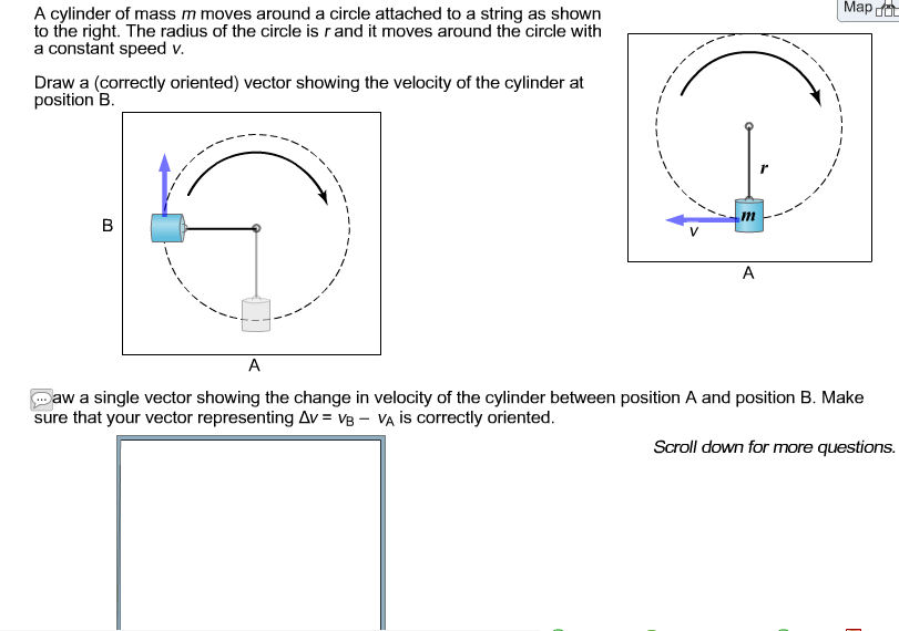 Solved A cylinder of mass m moves around a circle attached | Chegg.com