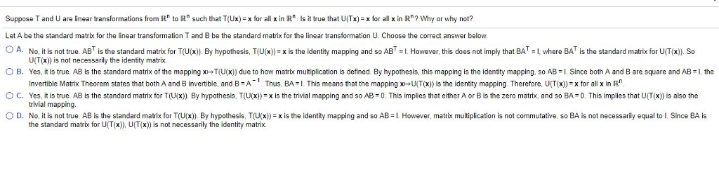 Solved Suppose T and U are linear transformations from R to | Chegg.com