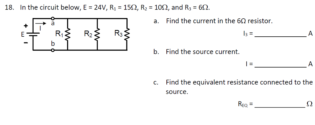 Solved In the circuit below, E = 24V, R_1 = 15 Ohm, R_2 = 10 | Chegg.com
