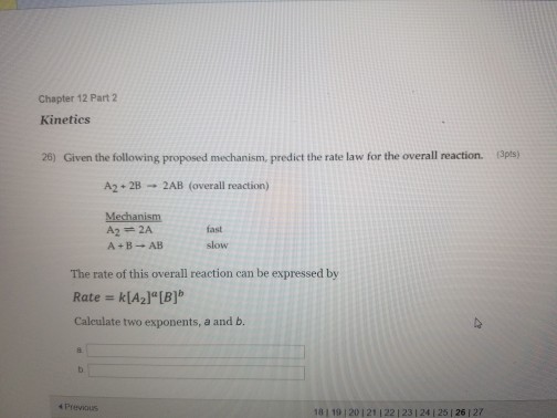 Solved Chapter 12 Part 2 Kinetics 26) Given the following | Chegg.com