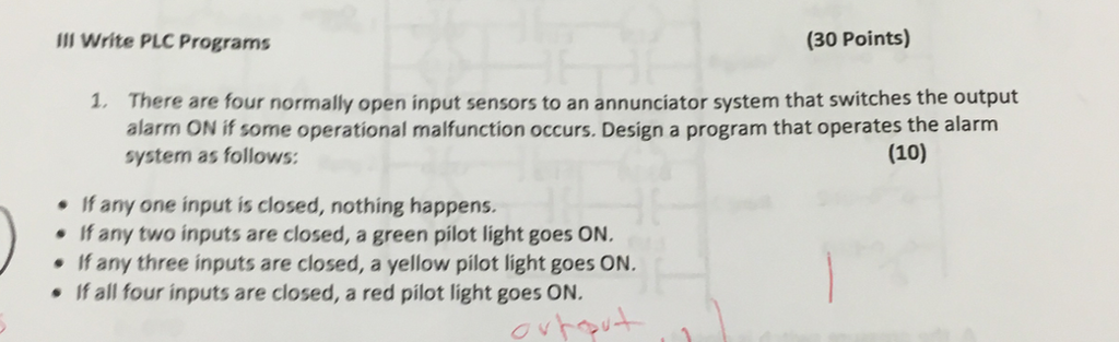Solved There are four normally open input sensors to an | Chegg.com