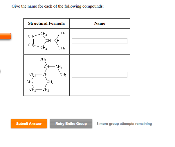 Solved Give the name for each of the following compounds: | Chegg.com