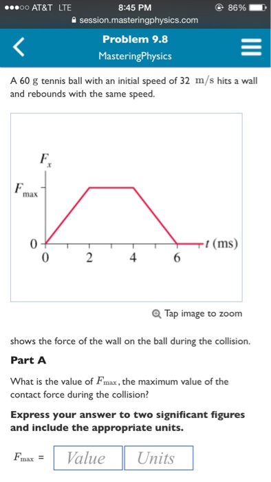 Solved A 60 g tennis ball with an initial speed of 32 m/s | Chegg.com
