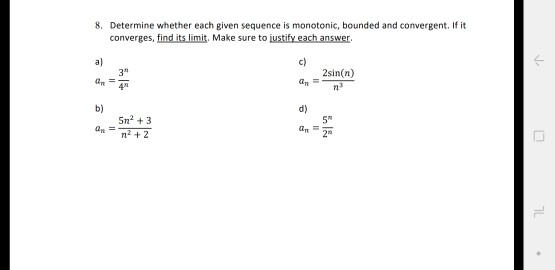 Solved Determine whether each given sequence is monotonic, | Chegg.com