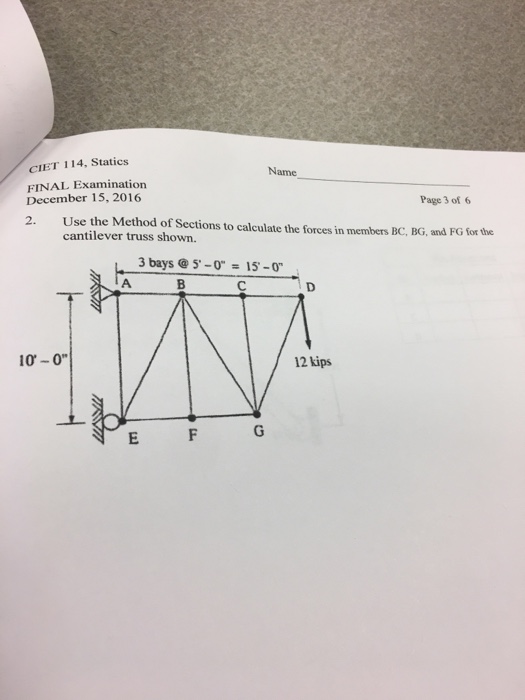 Solved Use the Method of Sections to calculate the forces in | Chegg.com