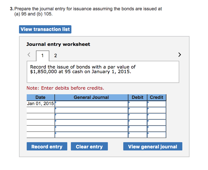 Solved Exercise 10 1 Recording Bond Issuance And Interest Lo 5514
