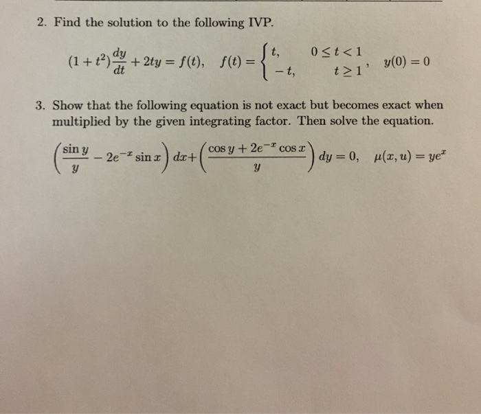 Solved Find the solution to the following IVP. (1 + | Chegg.com