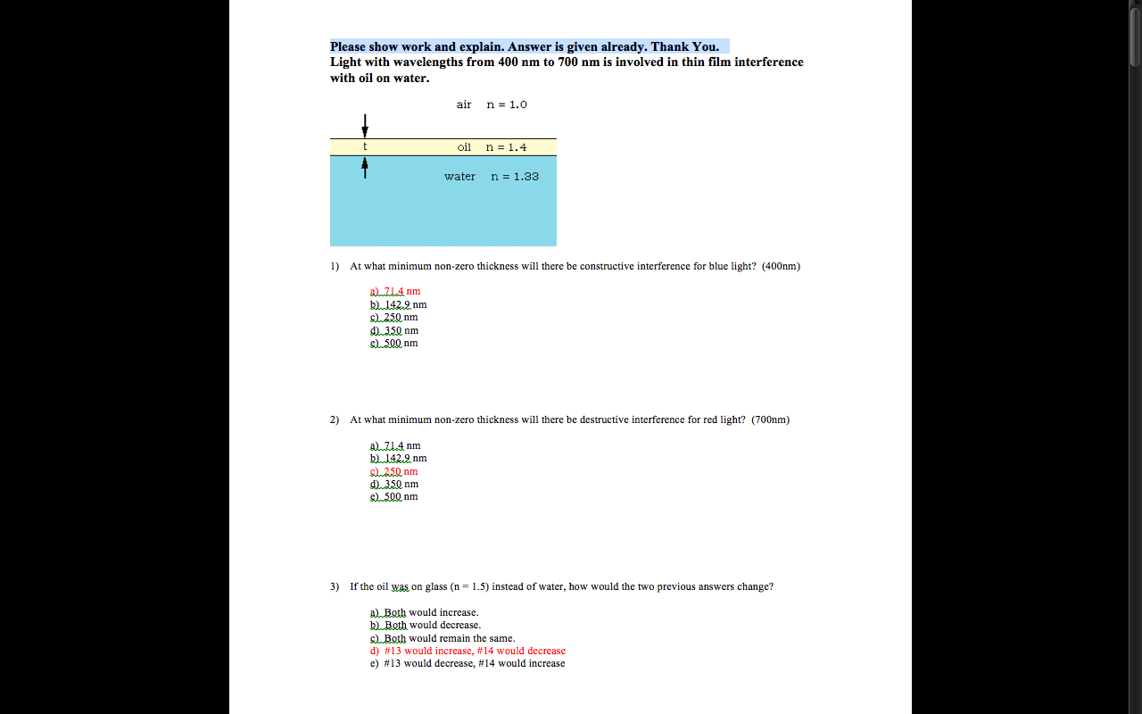 Solved Light with wavelength from 400nm to 700nm is involved | Chegg.com