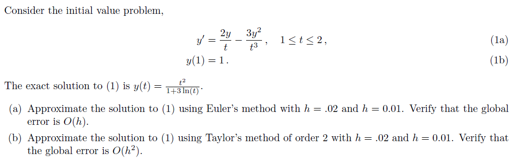 Solved Consider the initial value problem, y' = 2y/t - | Chegg.com