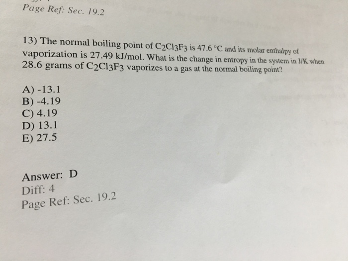 Solved The normal boiling point of C_2CI_3F_3 is 41.6 degree | Chegg.com
