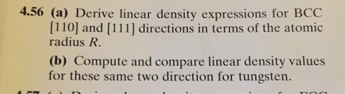 Solved Derive Linear Density Expressions For Bcc [110] And