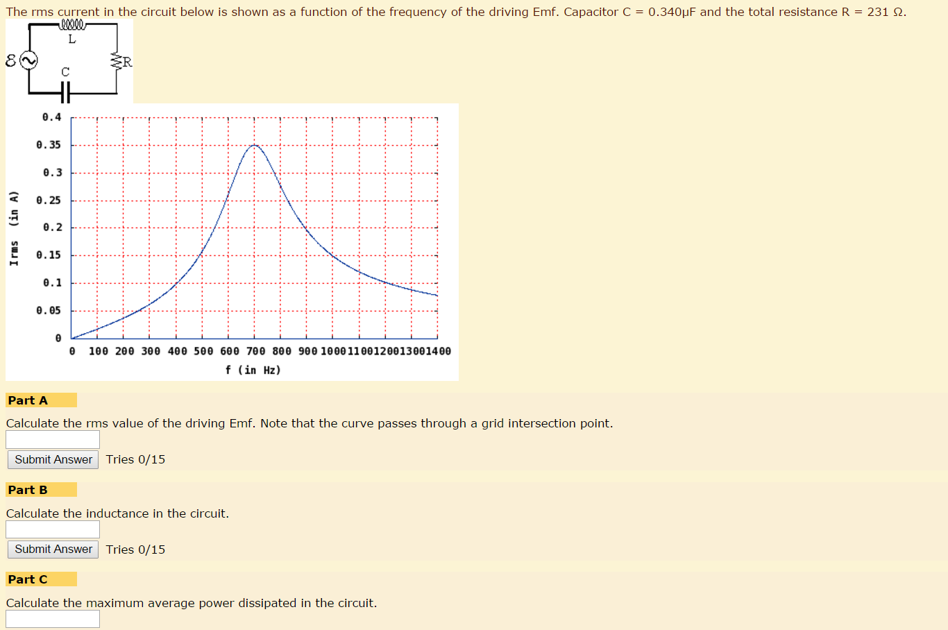 Solved The rms current in the circuit below is shown as a | Chegg.com