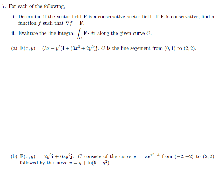 Solved For each of the following, Determine if the vector | Chegg.com