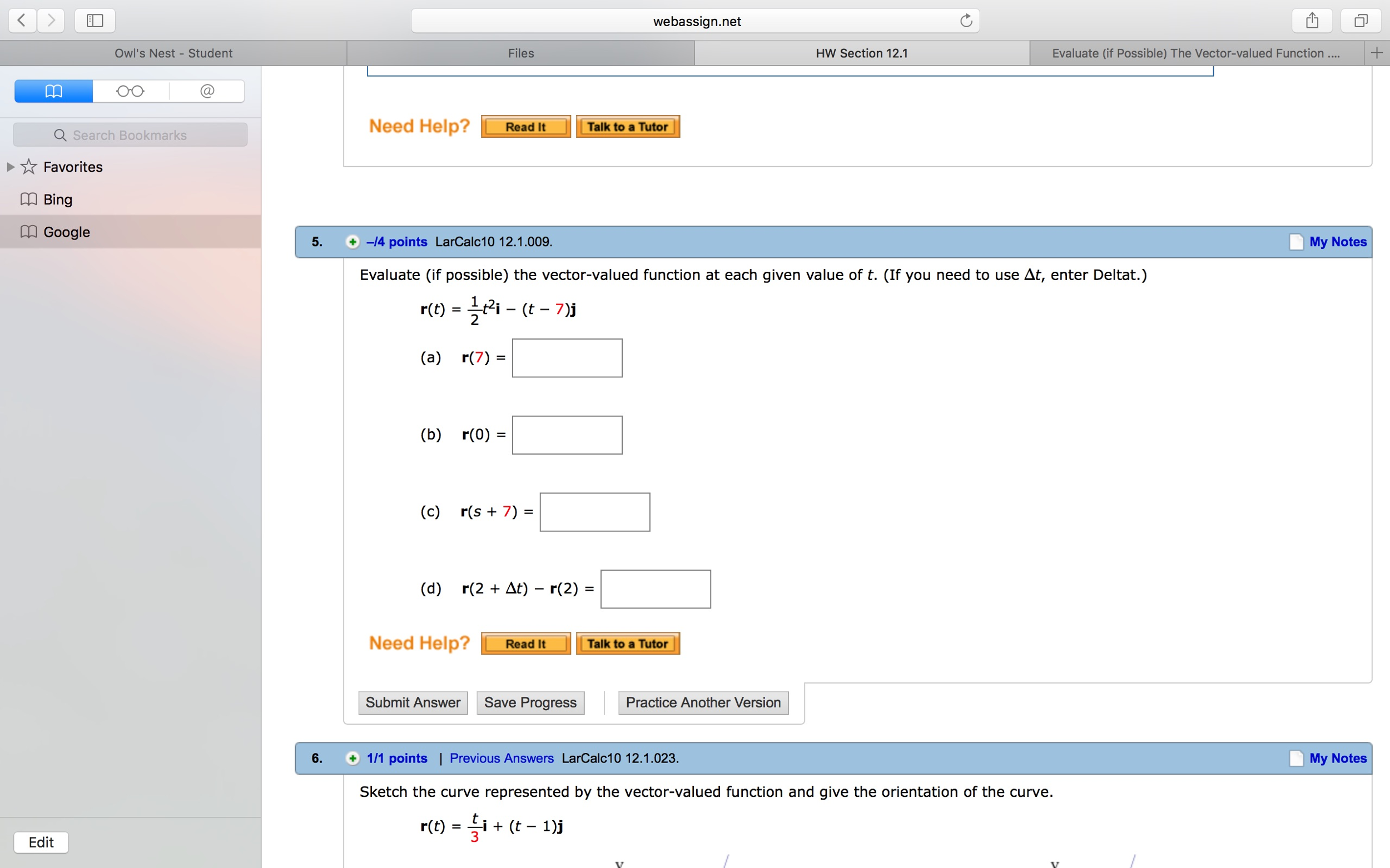 Solved Evaluate (if possible) the vector-valued function at | Chegg.com