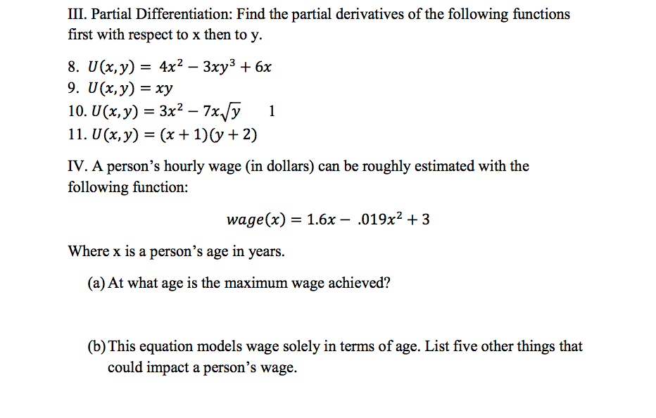 Solved Find the partial derivatives of the following | Chegg.com