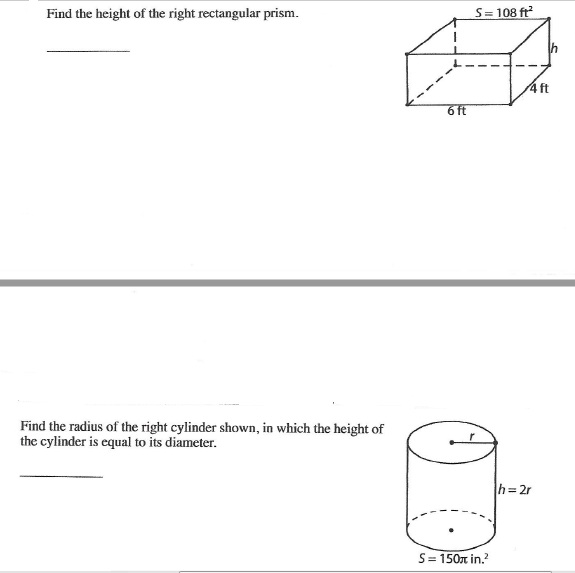 Solved Find the height of the right rectangular prism. S-108 | Chegg.com