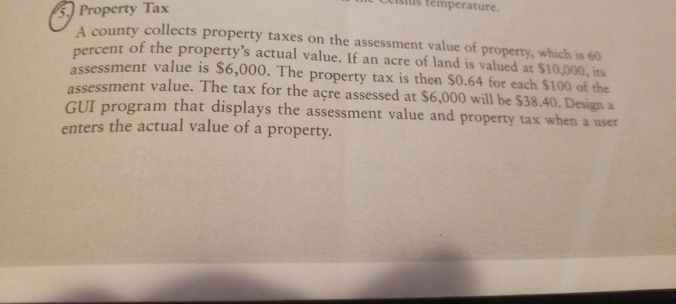 Solved cistus temperature. 5.) Property Tax A county | Chegg.com