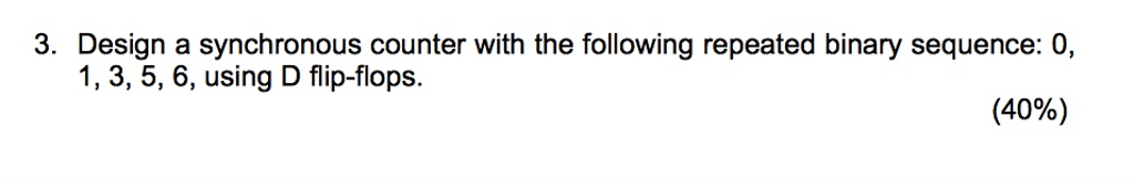 Solved Design a synchronous counter with the following | Chegg.com