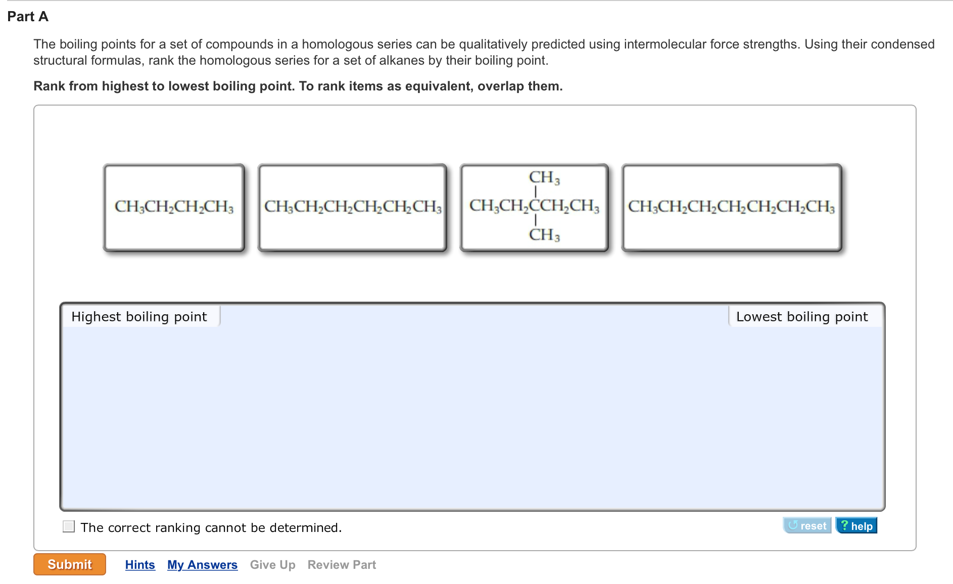 Solved The boiling points for a set of compounds in a | Chegg.com Solved The boiling points for a set of compounds in a | Chegg.com