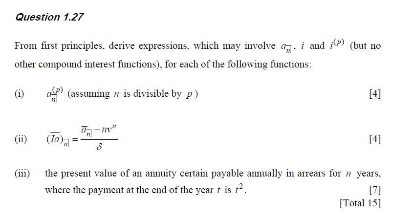 Solved From first principles, derive expressions, which may | Chegg.com