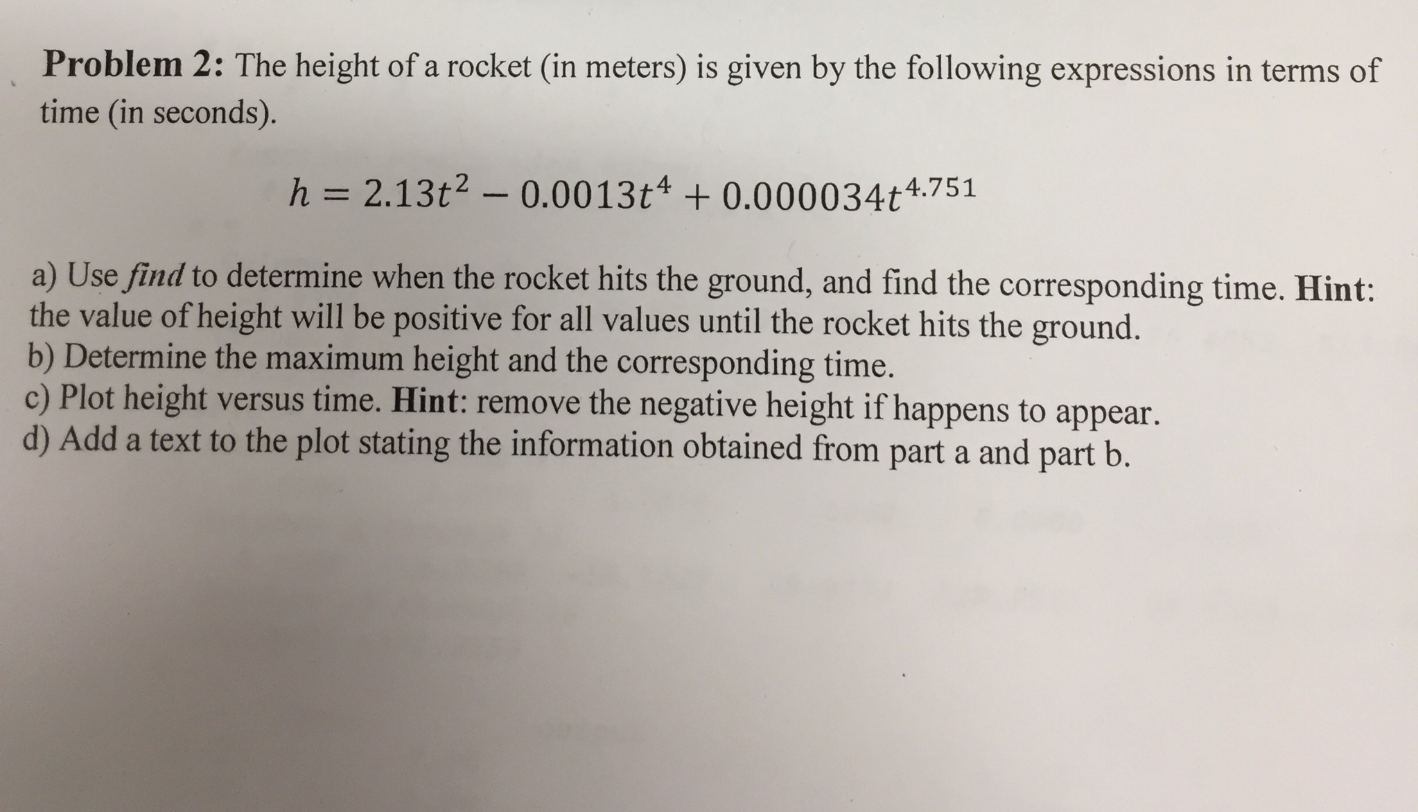 The height of a rocket (in meters) is given by the | Chegg.com