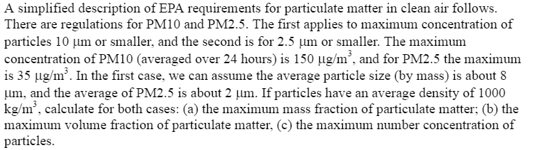 Solved A simplified description of EPA requirements for | Chegg.com