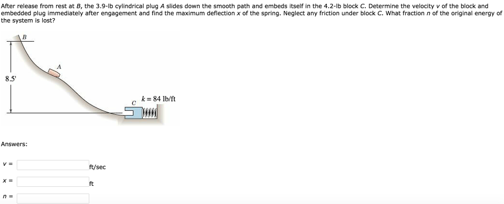 Solved After release from rest at B, the 3.9-lb cylindrical | Chegg.com