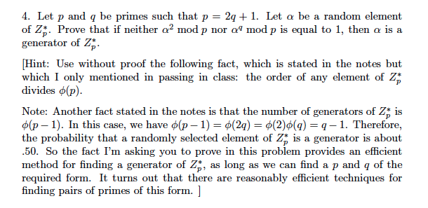 Let p and q be primes such that p = 2q + 1. Let alpha | Chegg.com