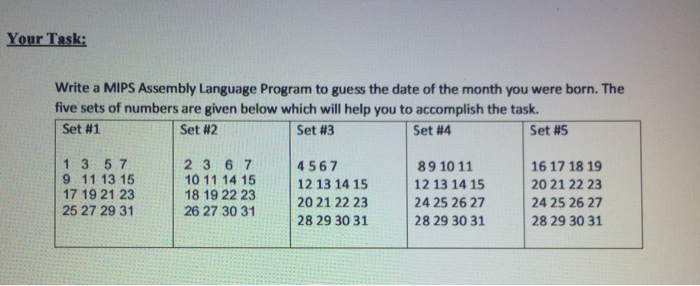 Solved Write a MIPS Assembly Language Program to guess the | Chegg.com