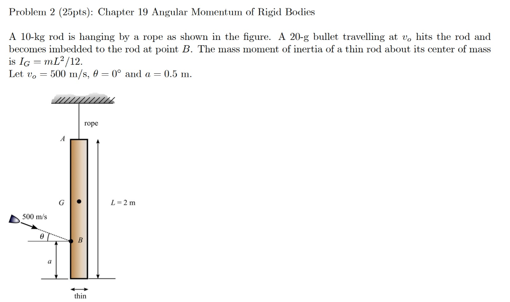 Solved Problem 2 (25pts): Chapter 19 Angular Momentum of | Chegg.com