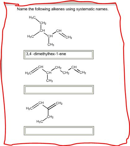 Solved Name the following alkenes using systematic names. | Chegg.com