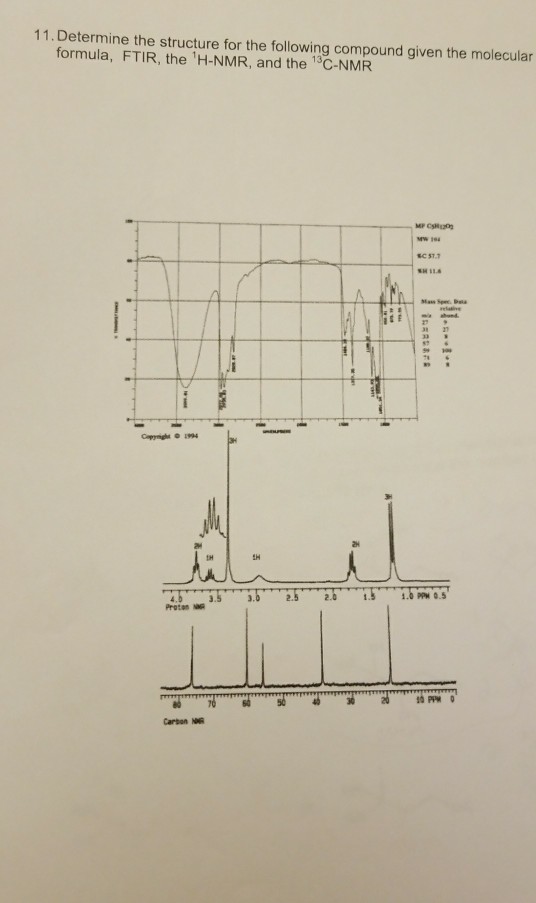 Solved 11. Determine the structure for the following | Chegg.com