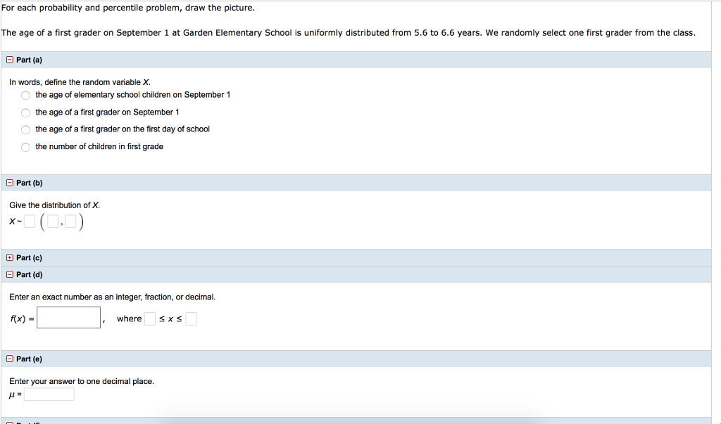 Solved For each probability and percentile problem, draw the | Chegg.com