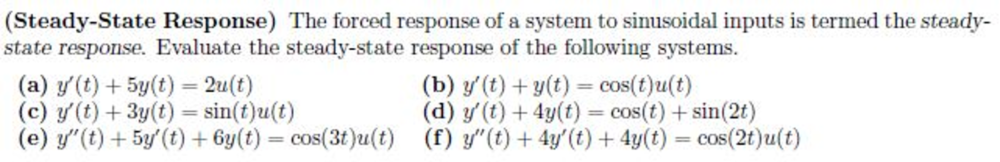 Solved The forced response of a system to sinusoidal inputs | Chegg.com