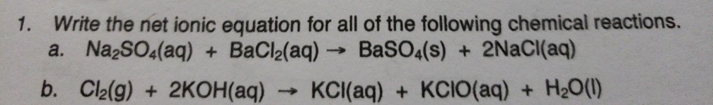 Solved Write the net ionic equation for all of the following | Chegg.com