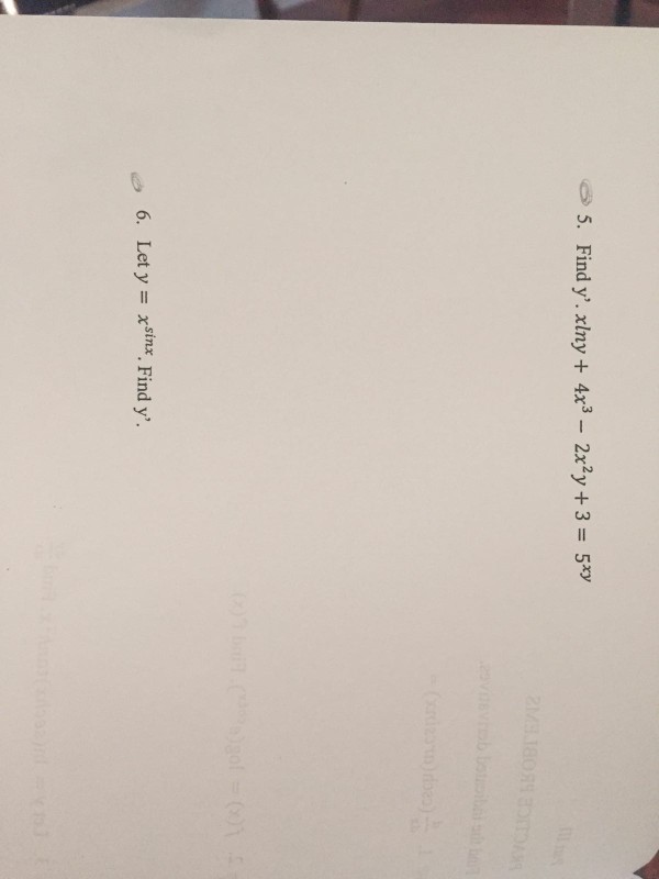 Solved Find y'. x ln y + 4x^3 - 2x^3y + 3 = 5^xy Let y = | Chegg.com