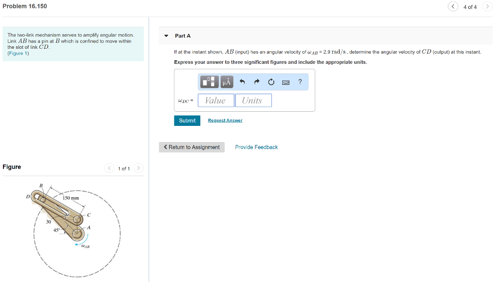 Solved Problem 16.150 The two-link mechanism serves to | Chegg.com