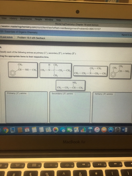 Solved Classify each of the following amines as primary (1 | Chegg.com