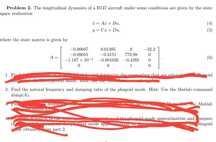 Solved Problem 2. The longitudinal dynamics of a B747 | Chegg.com