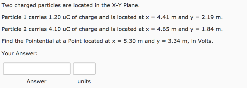 Solved Two charged particles are located in the X-Y Plane. | Chegg.com