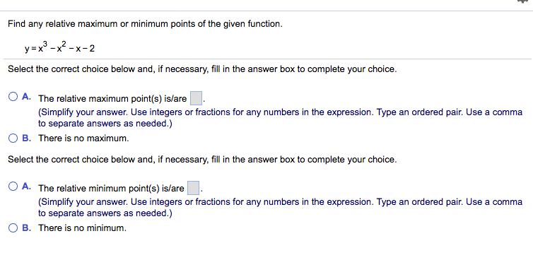 Solved Find any relative maximum or minimum points of the | Chegg.com