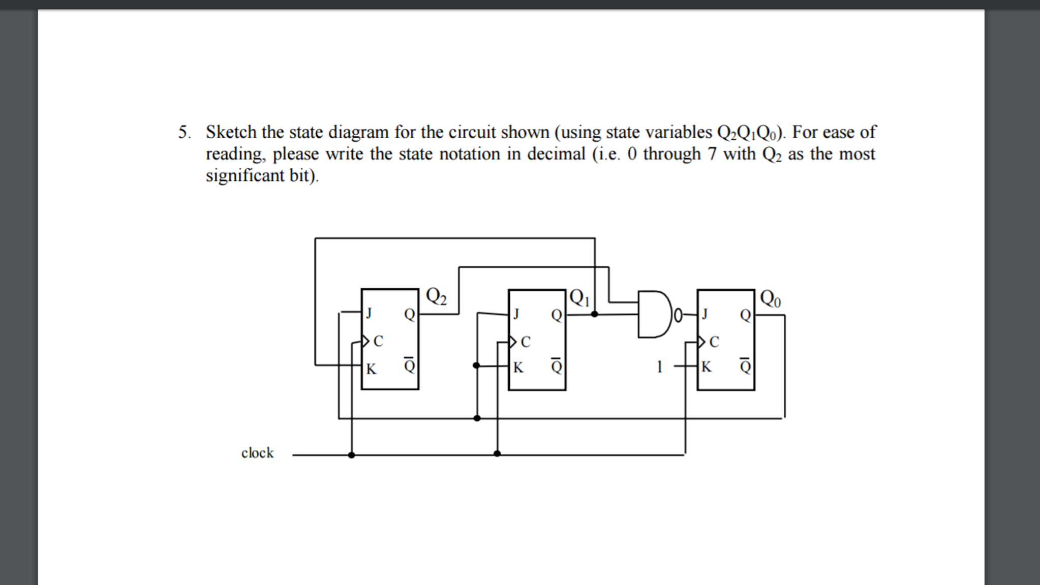 Solved Sketch the state diagram for the circuit shown (using | Chegg.com
