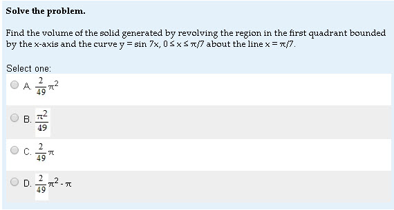 Solved Find the volume of the solid generated by revolving | Chegg.com