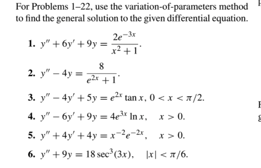 Solved For Problems 1 - 22, use the variation - of - | Chegg.com