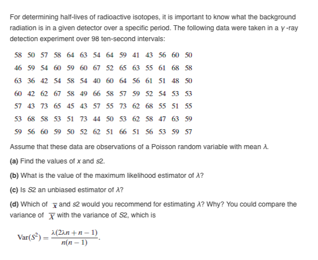 For determining half-lives of radioactive isotopes, | Chegg.com