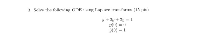 Solved Solve the following ODE using Laplace transforms y + | Chegg.com