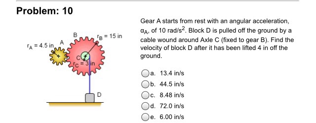 Solved Gear A starts from rest with an angular acceleration, | Chegg.com