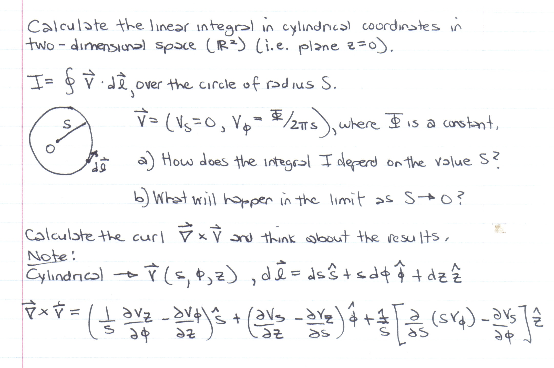 Solved Calculate the linear integral in cylindrical | Chegg.com