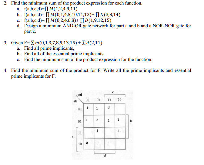 Solved Find The Minimum Sum Of The Product Expression For