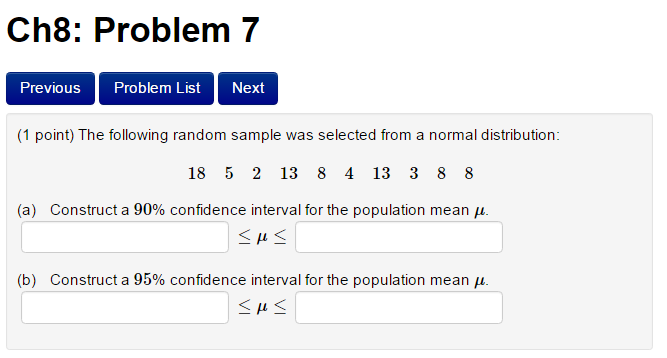 Solved The following random sample was selected from a | Chegg.com